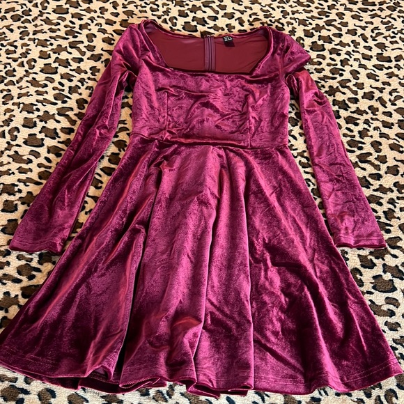 Dresses | Belle Square Neck Flared Velvet Dress | Poshmark